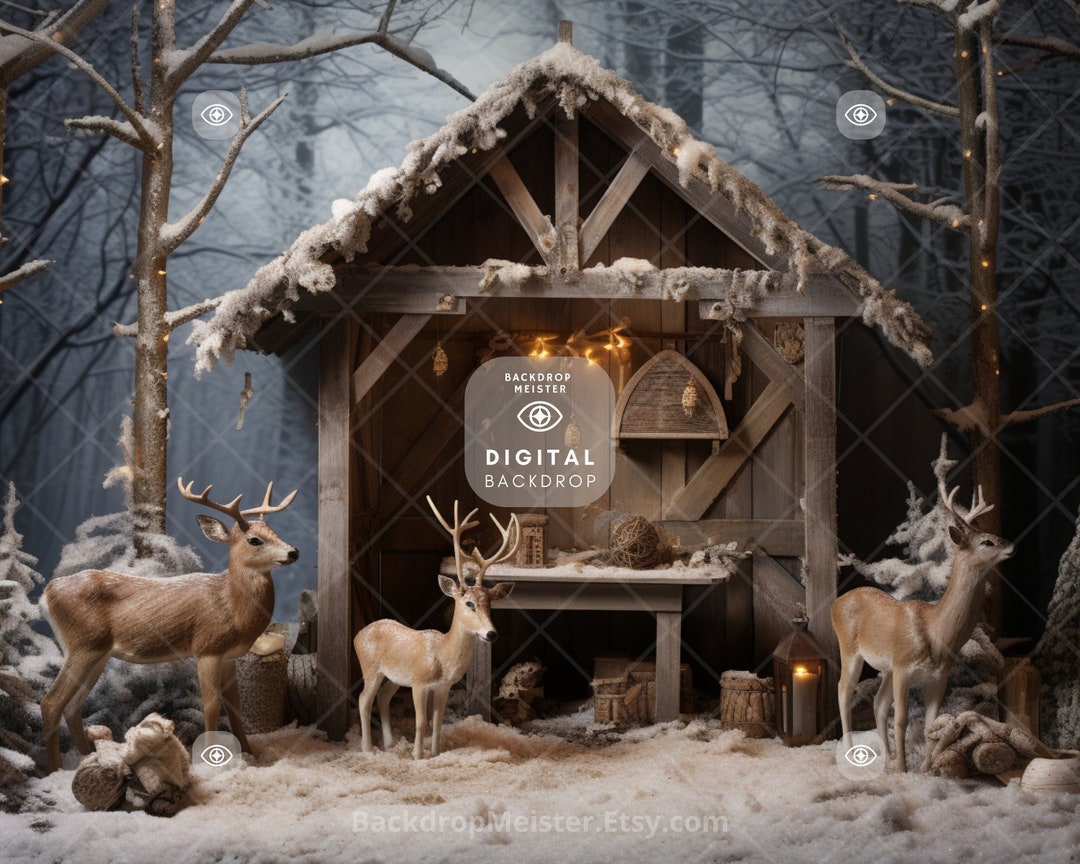 Christmas Stable Backdrop Digital Download Nativity Scene Stock ...