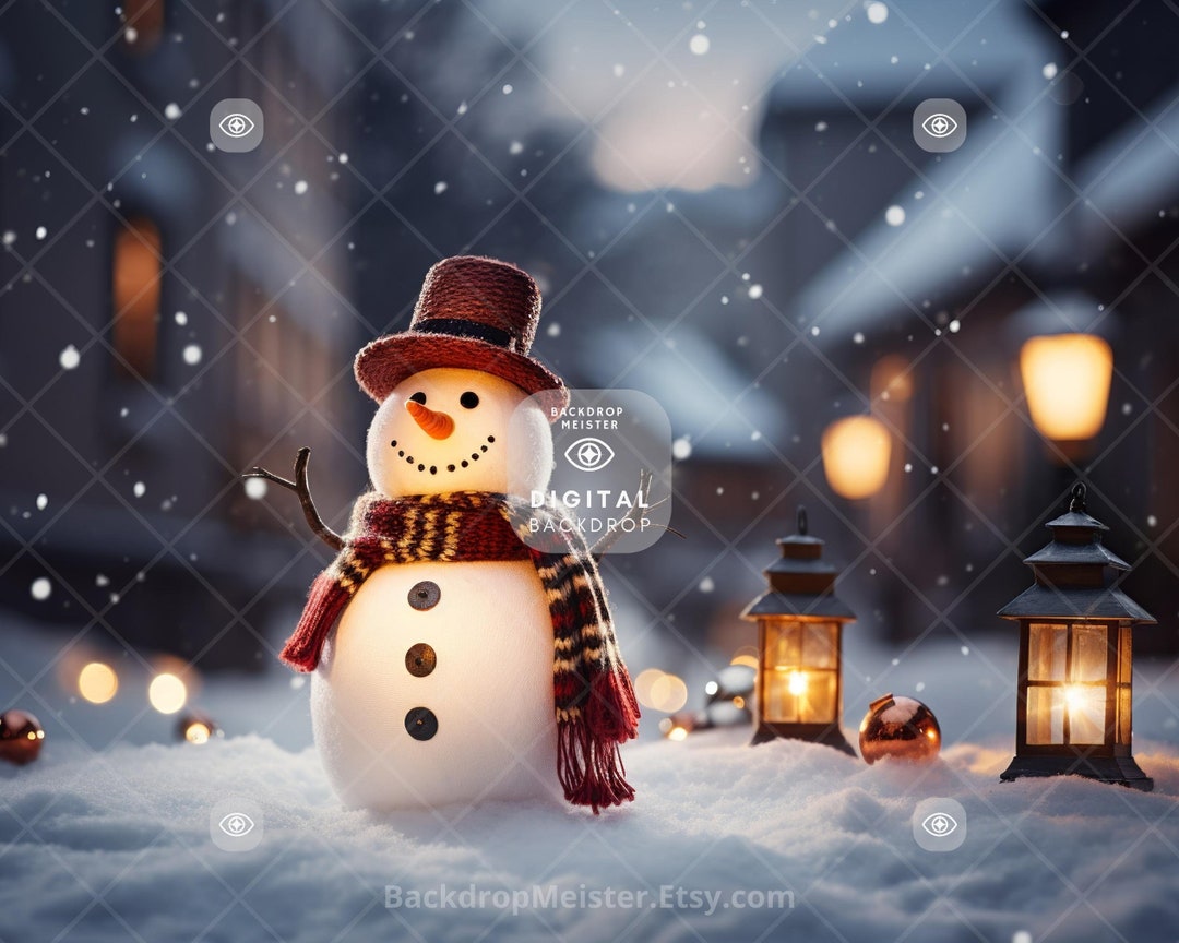 Snowman Backdrop Digital Download Photoshop Overlays, Christmas ...