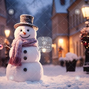 Snowman Backdrop Digital Download Photoshop Overlays, Christmas ...