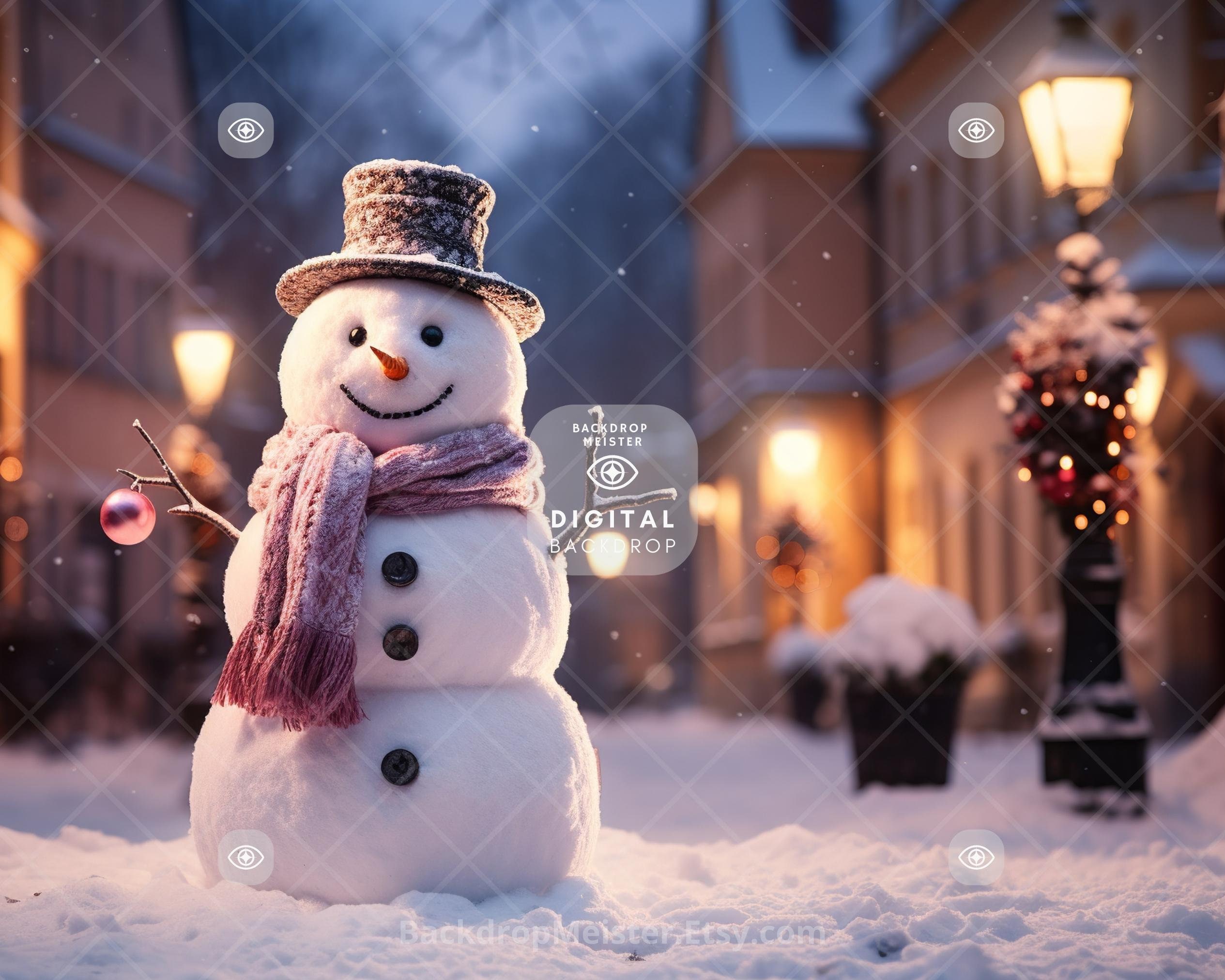 Snowman Backdrop Digital Download Photoshop Overlays, Christmas ...
