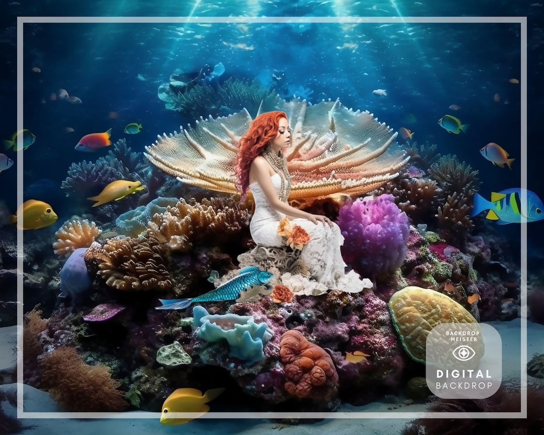 Mermaid Backdrop Digital Download Photoshop Overlays - Etsy