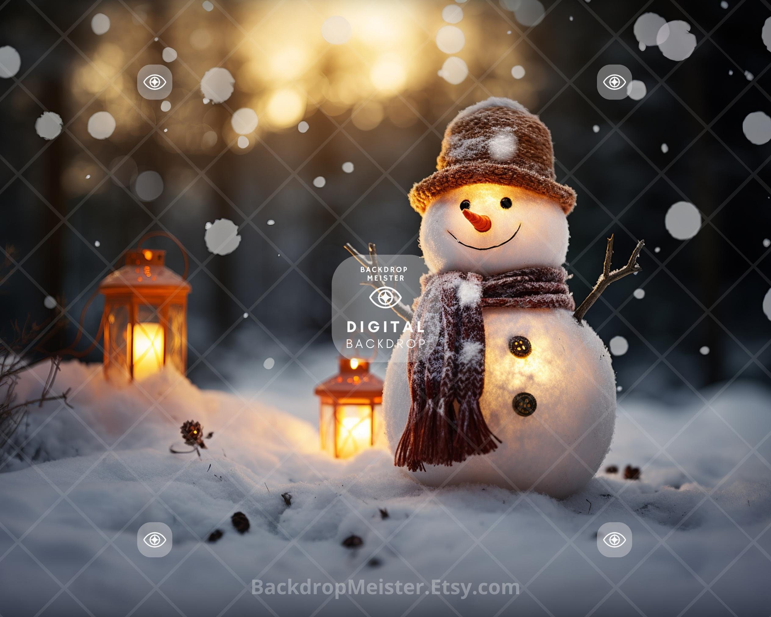 Snowman Backdrop Digital Download Photoshop Overlays - Etsy