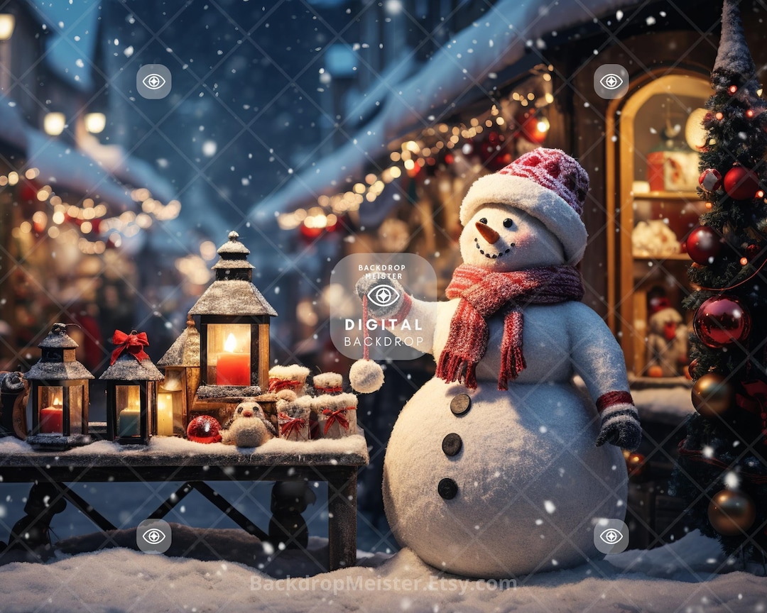 Snowman Backdrop Digital Download Photoshop Overlays, Christmas ...