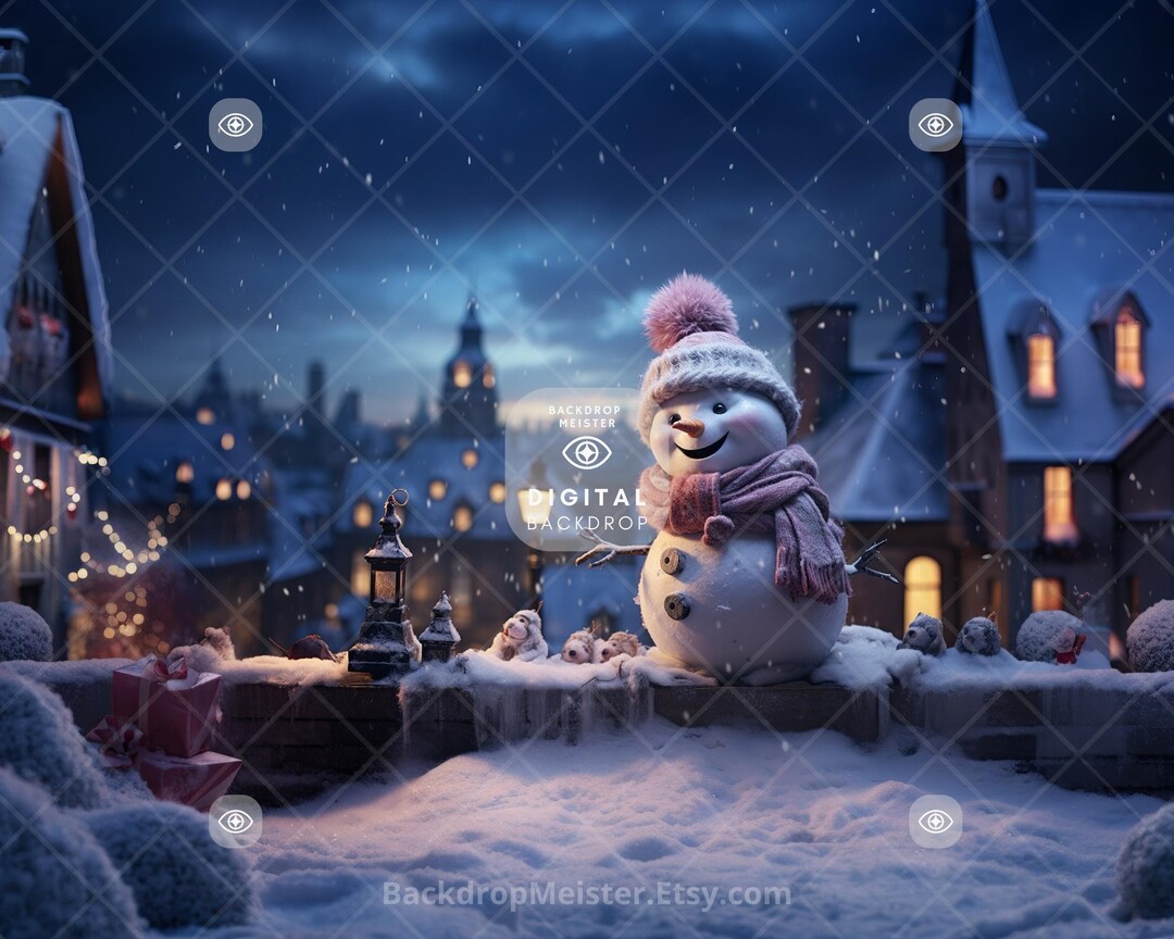 Snowman Backdrop Digital Download Photoshop Overlays - Etsy
