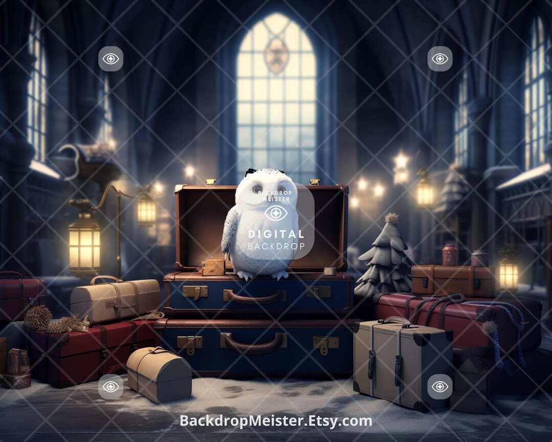 Wizard Snow Owl Backdrop Digital Download Photoshop Overlays, Halloween ...