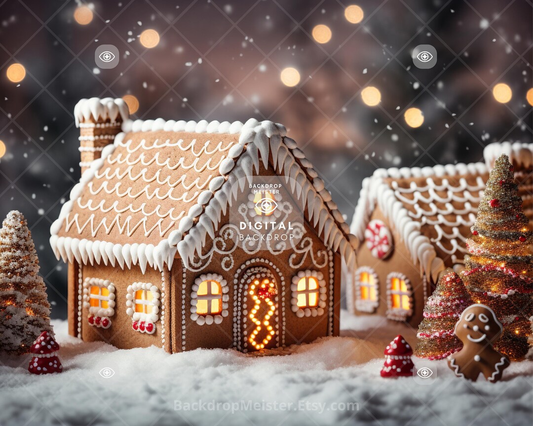 Gingerbread House Christmas Backdrop Digital Download Photoshop ...