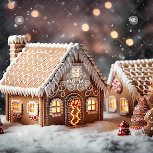 Gingerbread House Christmas Backdrop Digital Download Photoshop ...