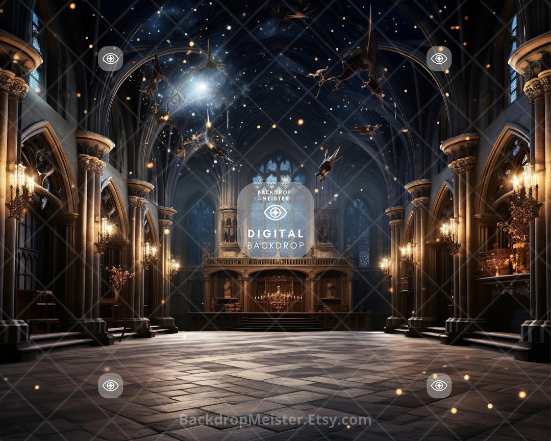 Wizard Great Hall Backdrop Digital Download Photoshop Overlays ...