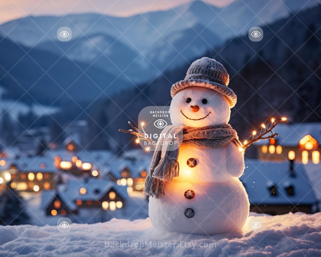 Snowman Backdrop Digital Download Photoshop Overlays - Etsy