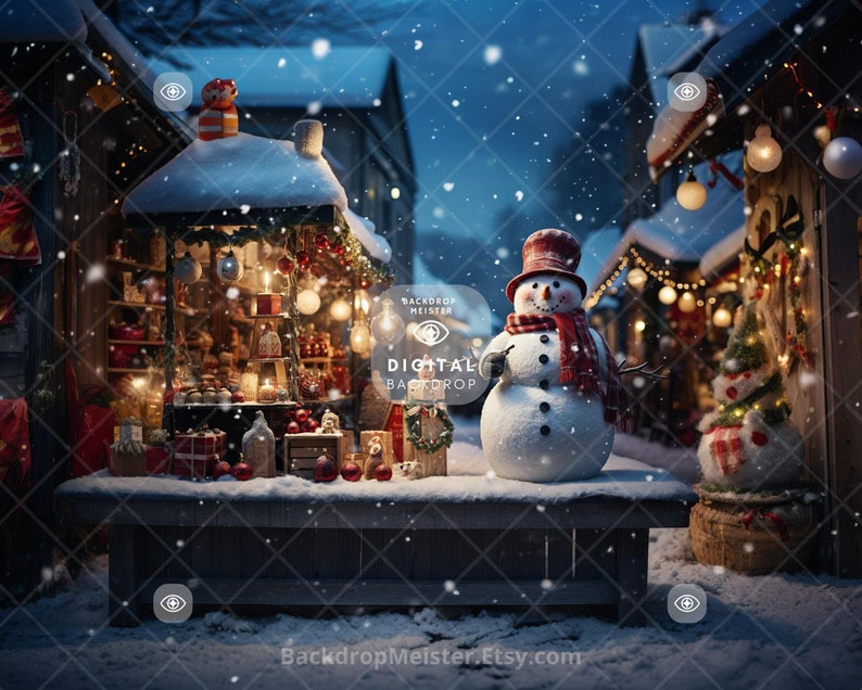 Snowman Backdrop Digital Download Photoshop Overlays, Christmas ...