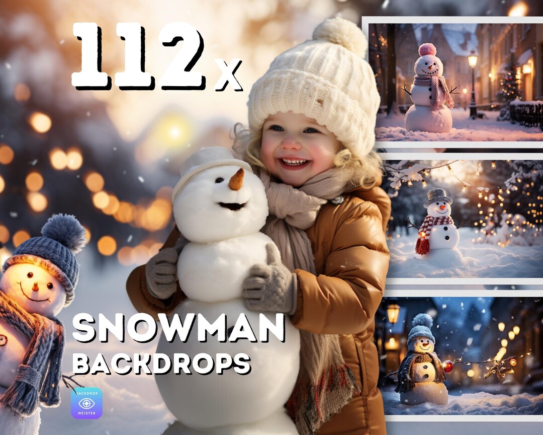 112 Snowman Backdrops Digital Download Photoshop Overlays, Christmas ...