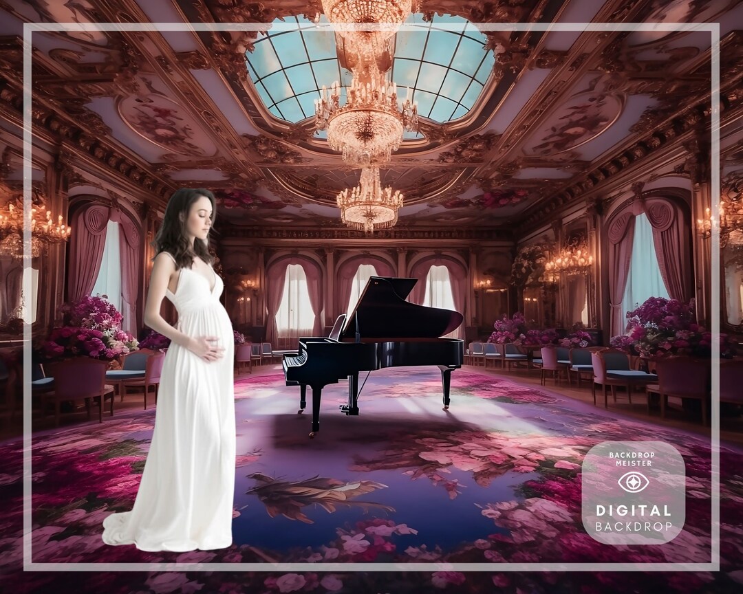 Pink Piano Ballroom Backdrop Digital Download Photoshop Overlays ...