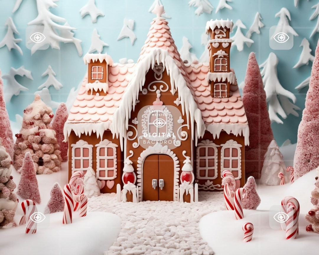 Gingerbread House Backdrop Digital Download Photoshop Overlays