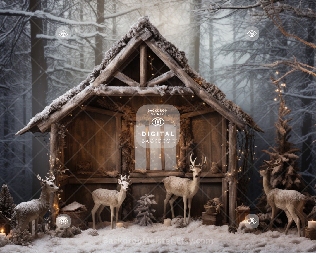 Christmas Stable Backdrop Digital Download Nativity Scene Stock ...