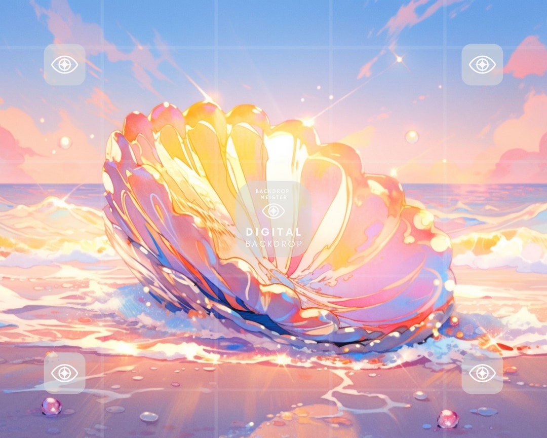 Mermaid Clamshell Backdrop Digital Download Photoshop Overlays, Wedding ...