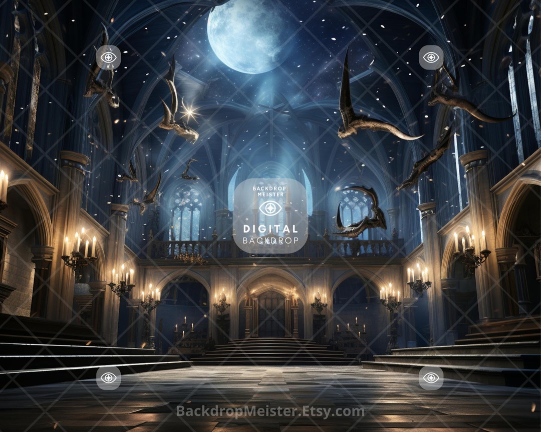Wizard Great Hall Backdrop Digital Download Photoshop Overlays ...