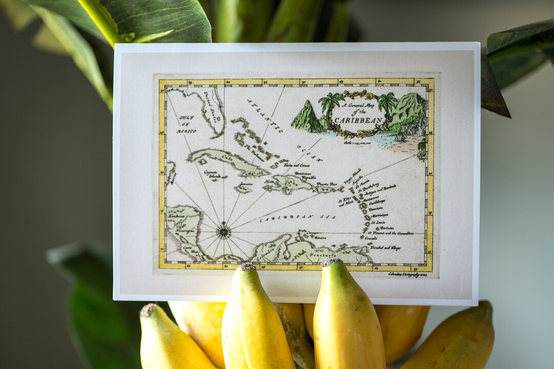 Caribbean Map Greeting Card (2-pack) - Etsy
