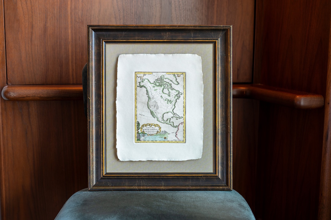 New, Antique-style Copperplate Etched North America Map With Modern ...