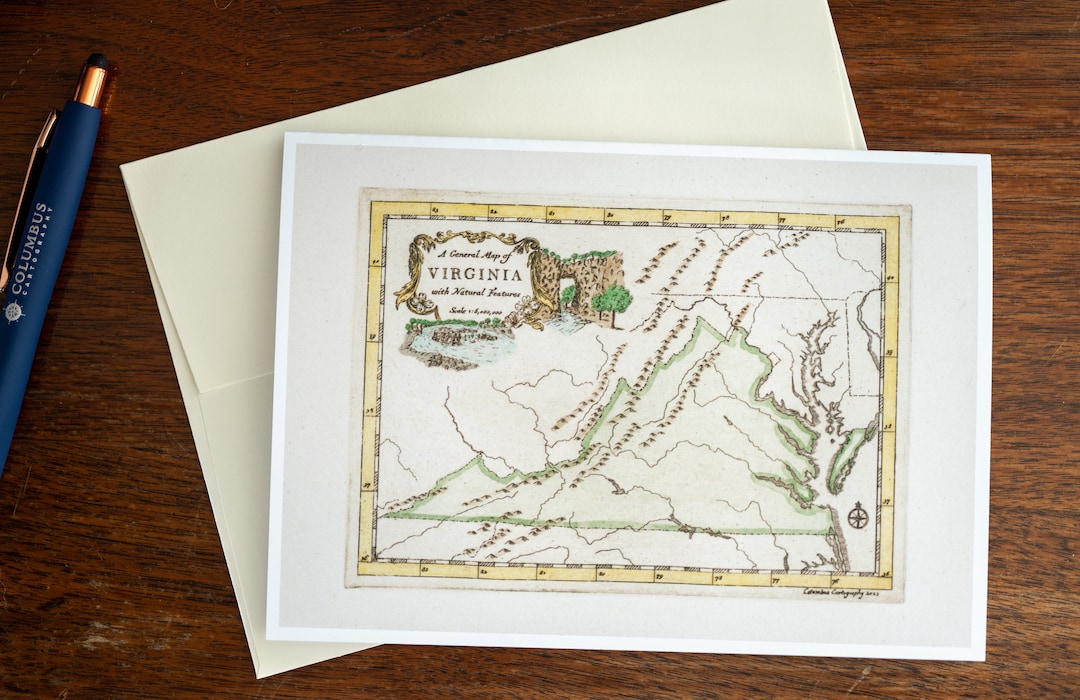 Virginia Map Greeting Card (2-pack) - Etsy