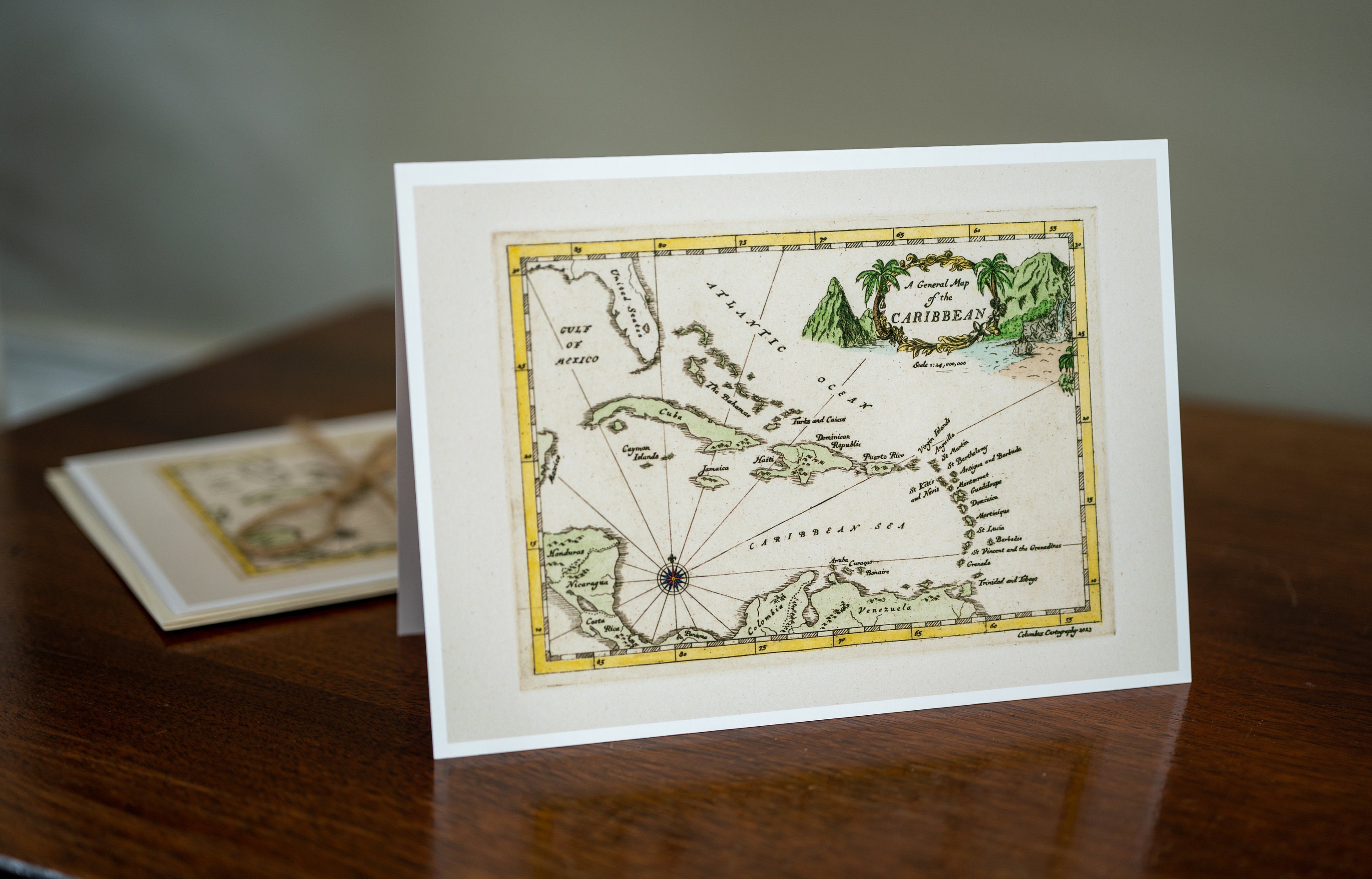Caribbean Map Greeting Card 2-pack - Etsy
