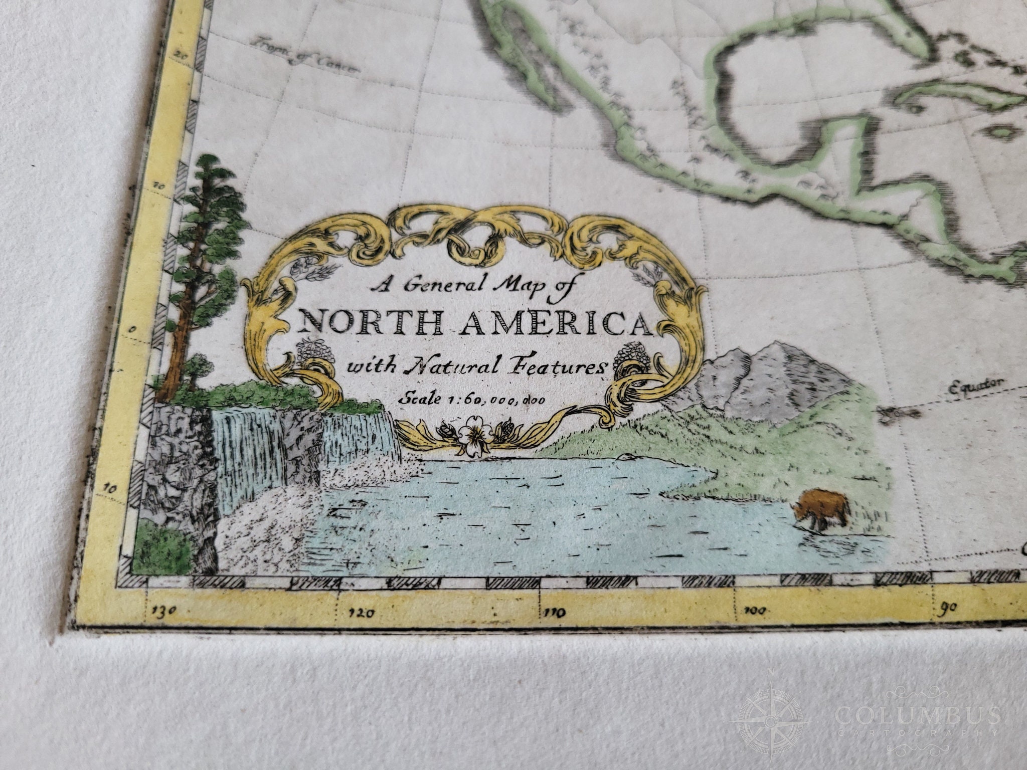 New, Antique-style Copperplate Etched North America Map With Modern ...