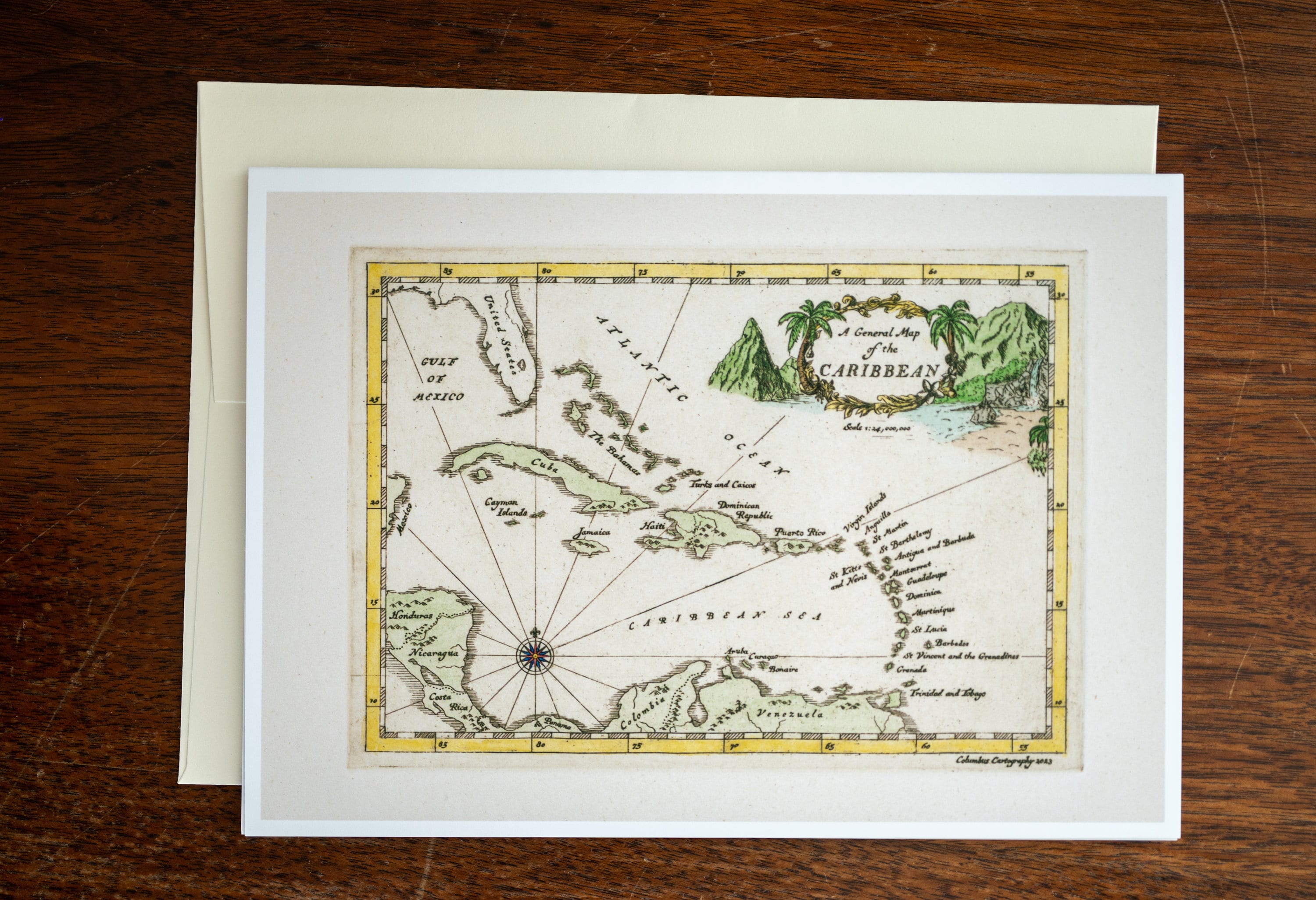 Caribbean Map Greeting Card 2-pack - Etsy