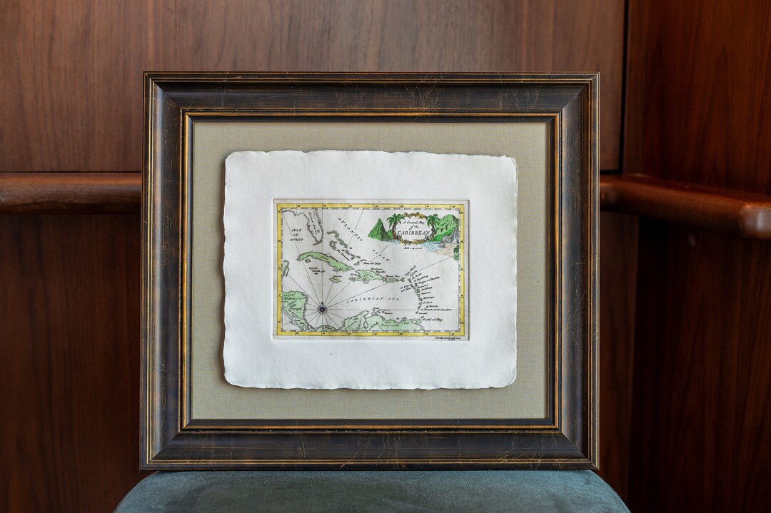 New, Antique-style Copperplate Etched Caribbean Map With Modern ...