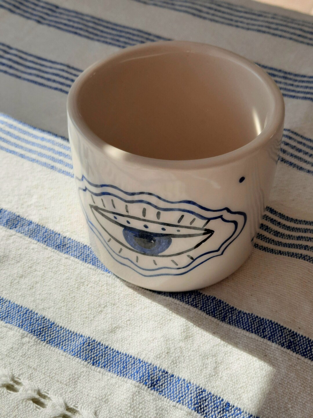 Handmade Ceramic Planter With Evil Eye Design for Succulents, Cactuses ...