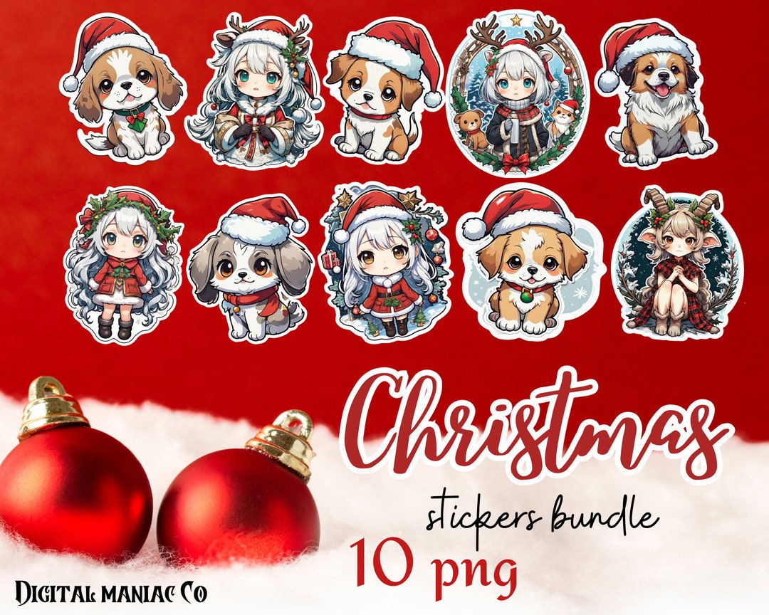 10 PNG CHRISTMAS Digital Stickers Bundle Ready to Sell - Etsy