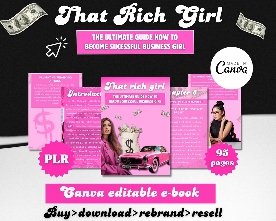 PLR Reselable Canva Editable E-book, Business E-book, That Rich Girl ...