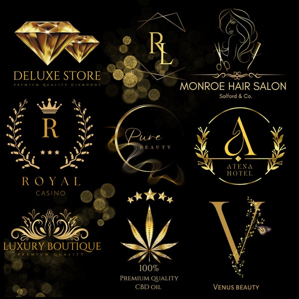 Gold Logo Design for Wall - Etsy UK