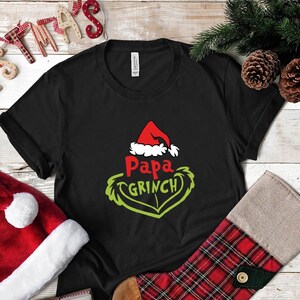 Papa Grinch Shirt, Christmas Family Matching T-shirt, Beard Papa, Xmas ...