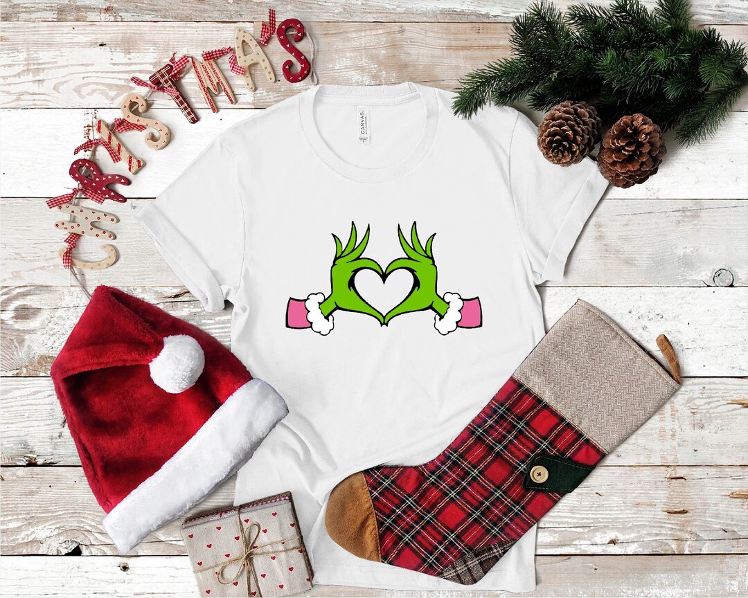 Grinch Hands T-shirt, Grinch Heart Shirt, Christmas Gifts, Heart Hands ...