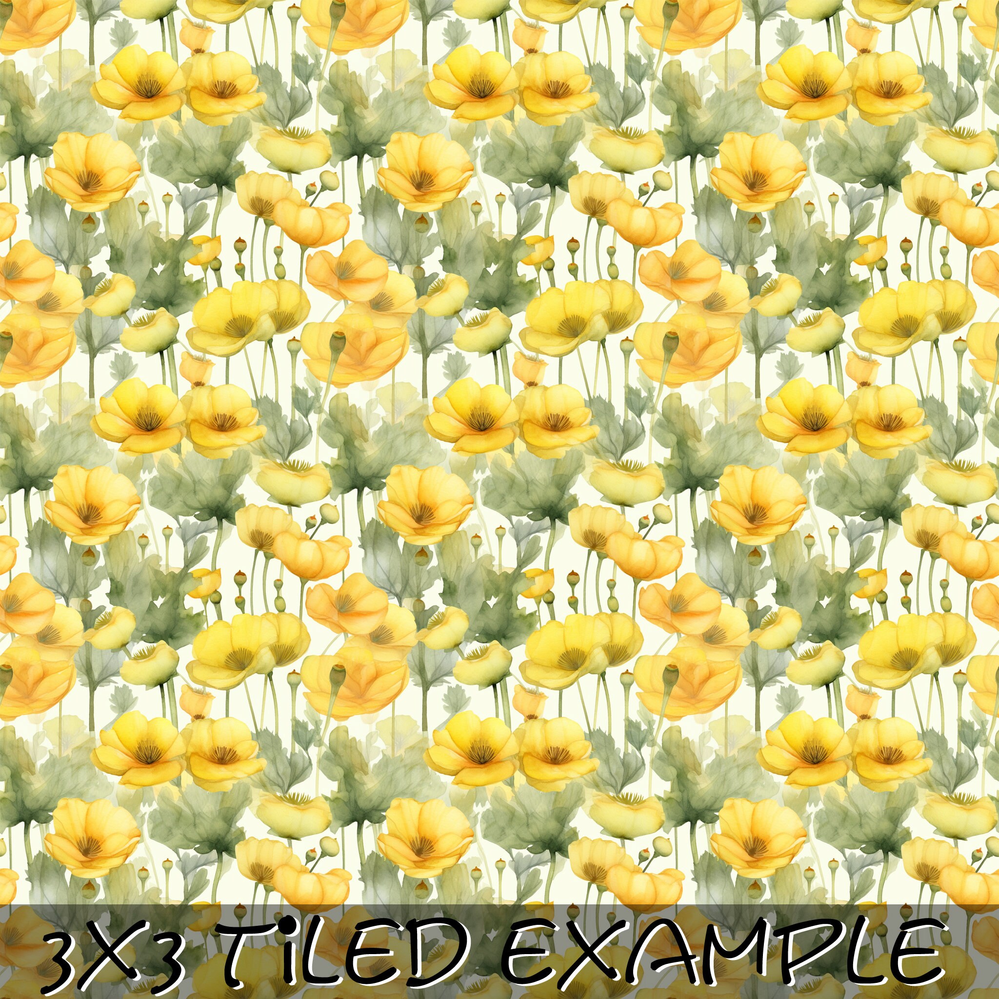 Seamless Watercolour Buttercups Digital Paper, 12 Repeatable Floral ...