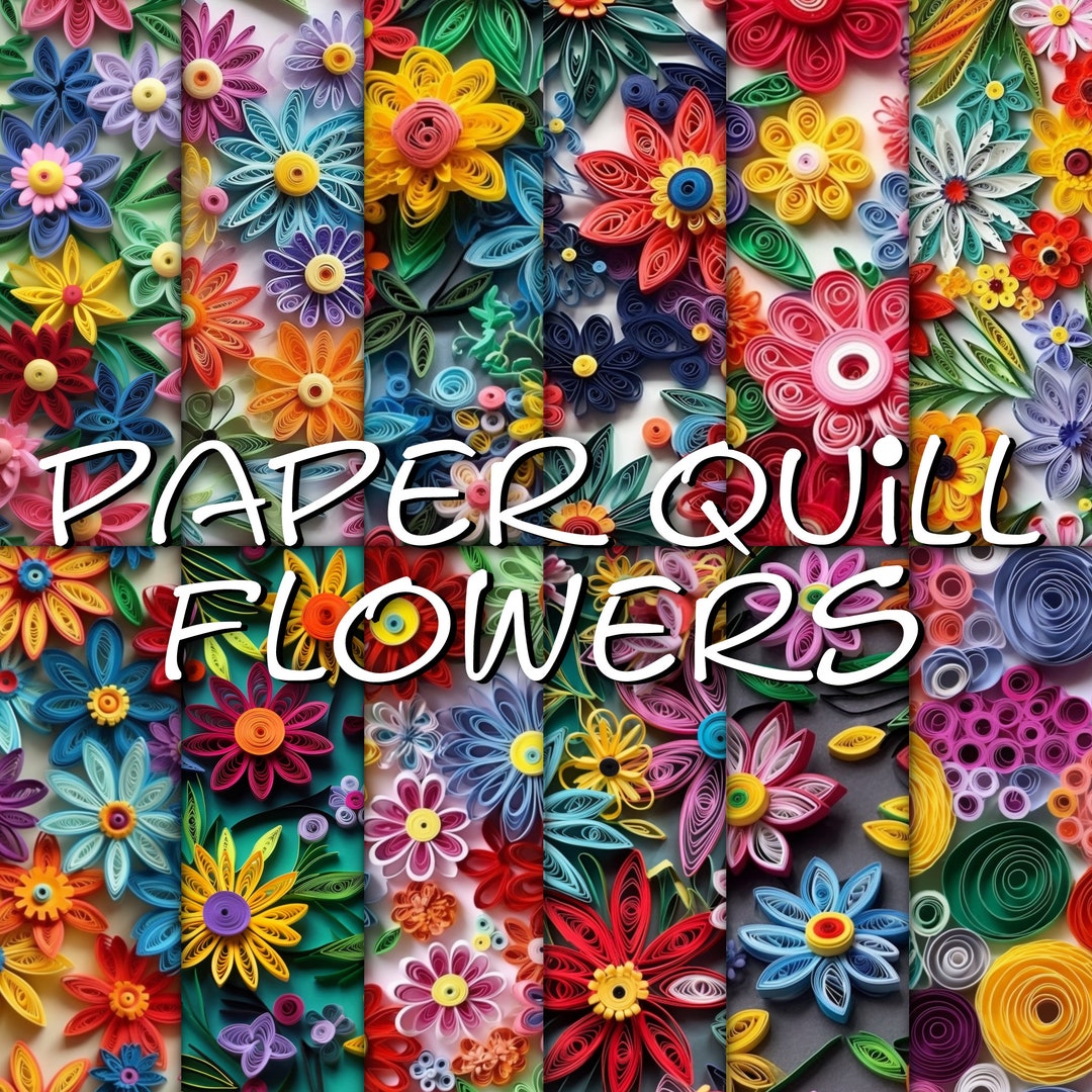 Seamless Floral Paper Quill Patterns Digital Paper 12 JPG - Etsy