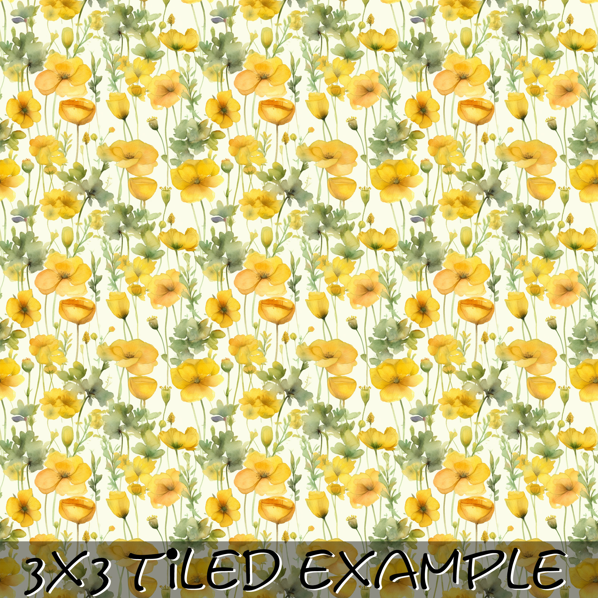 Seamless Watercolour Buttercups Digital Paper, 12 Repeatable Floral ...
