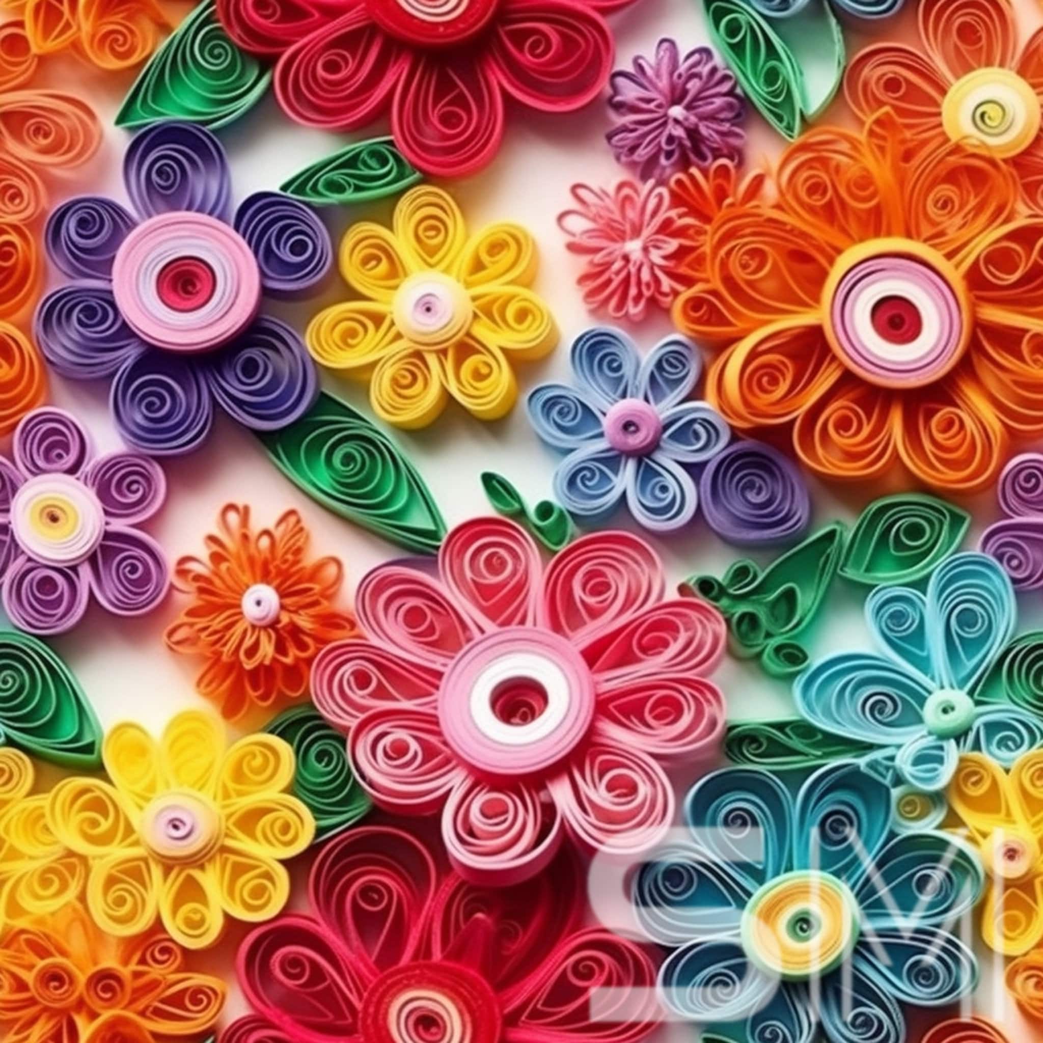 Seamless Floral Paper Quill Patterns Digital Paper 12 JPG - Etsy