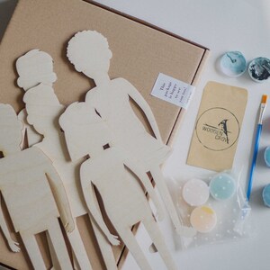 DIY Wooden People for Drawing. Craft Kit for Kids. Paints and Brushes ...