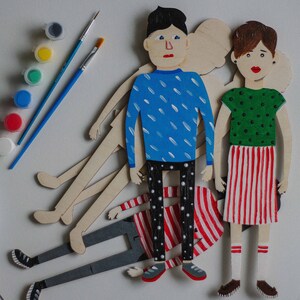 DIY Wooden People for Drawing. Craft Kit for Kids. Paints and Brushes ...