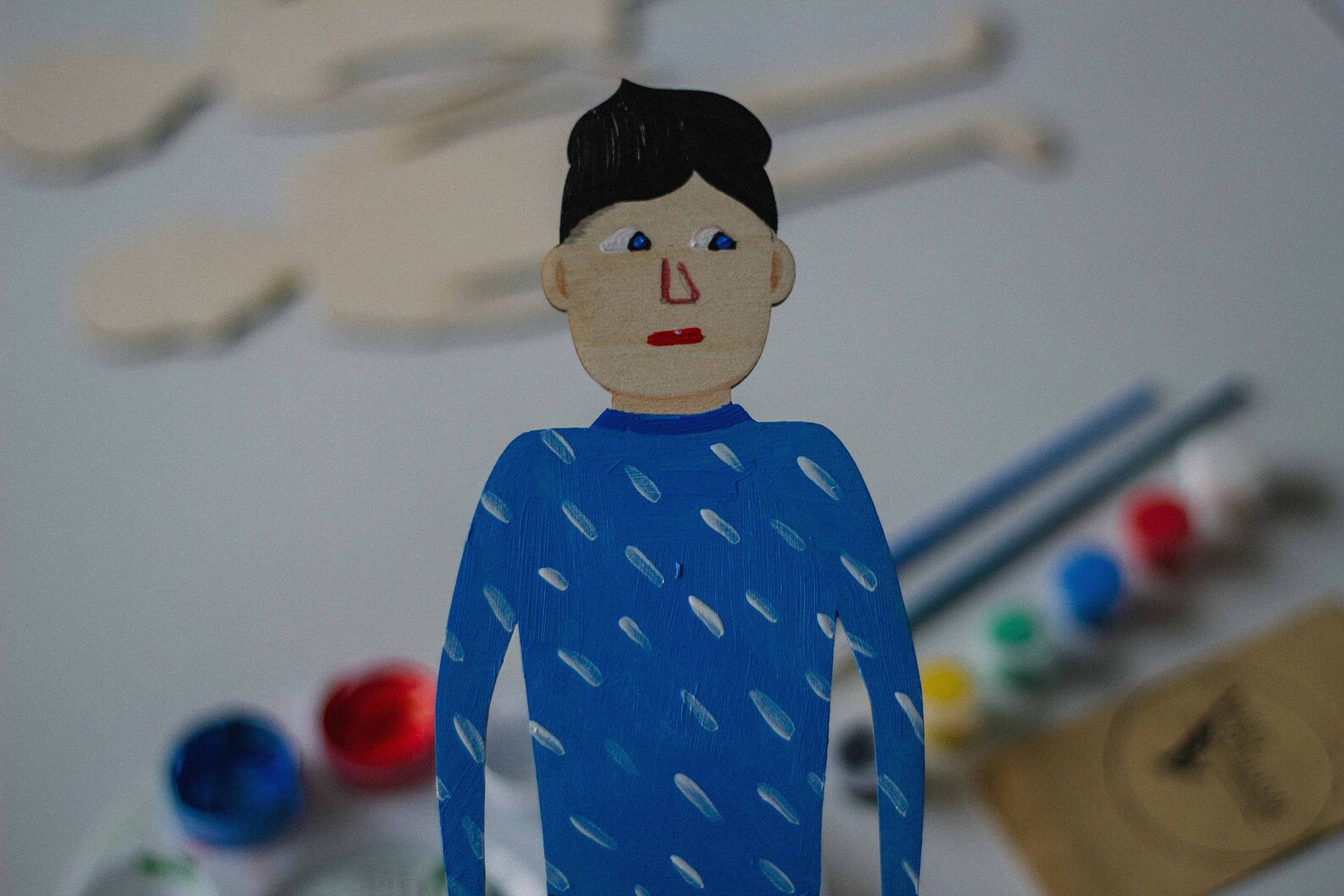 DIY Wooden People for Drawing. Craft Kit for Kids. Paints and Brushes ...