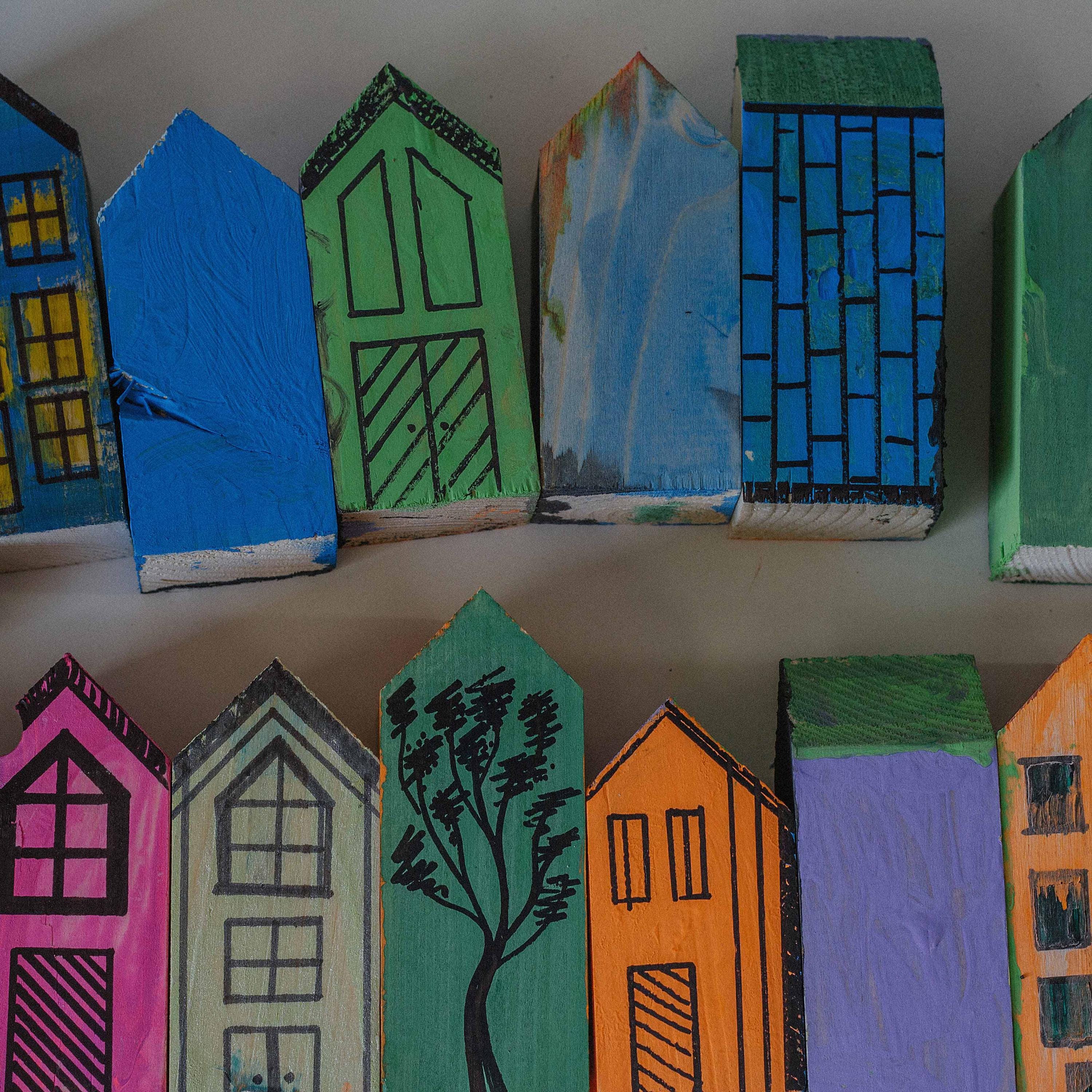 Wooden Town. Set of 16 Wooden Houses - Etsy