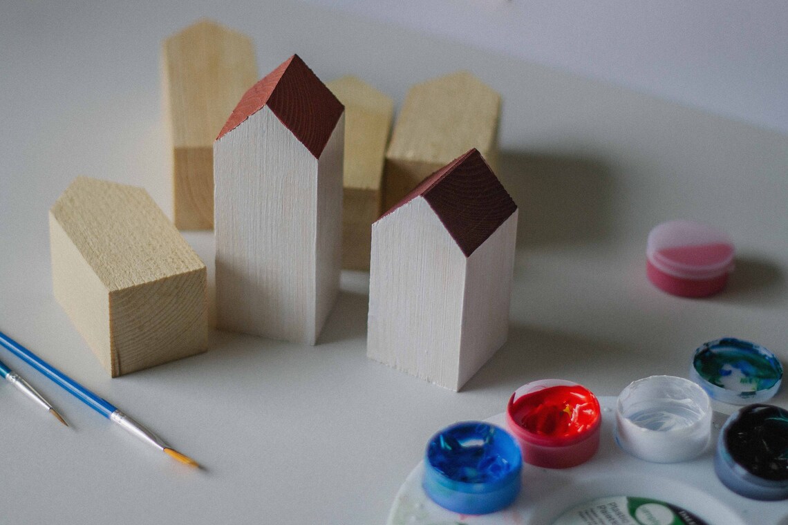 Wooden Town. Set of 16 Wooden Houses - Etsy