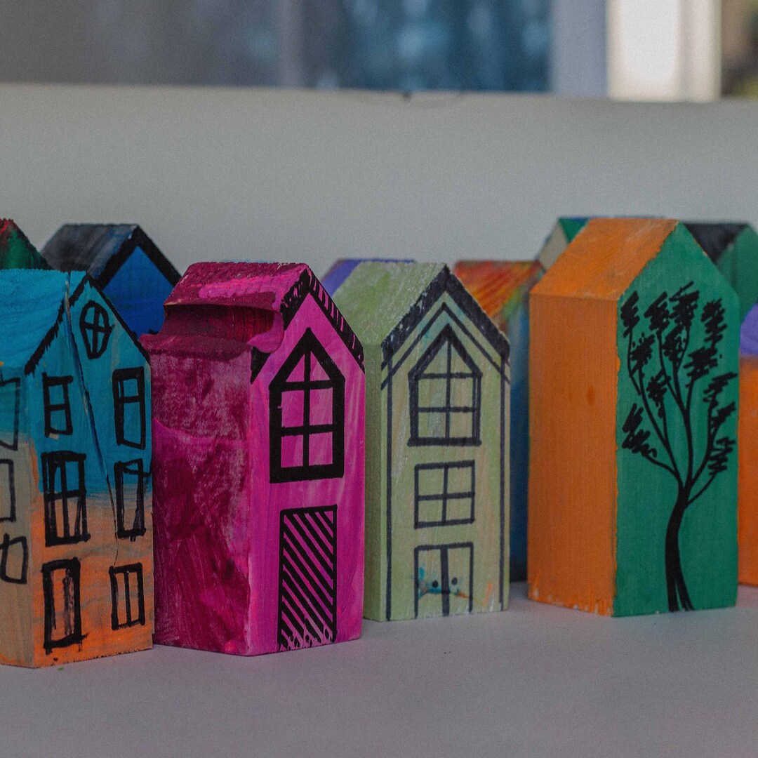 Wooden Town. Set of 16 Wooden Houses - Etsy