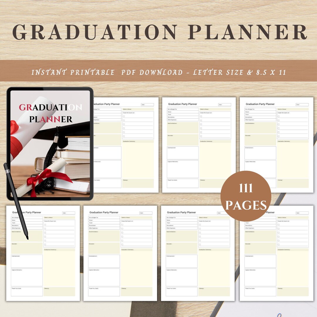 Graduation Party Planner PDF INSTANT DOWNLOAD Party Planning Worksheets ...