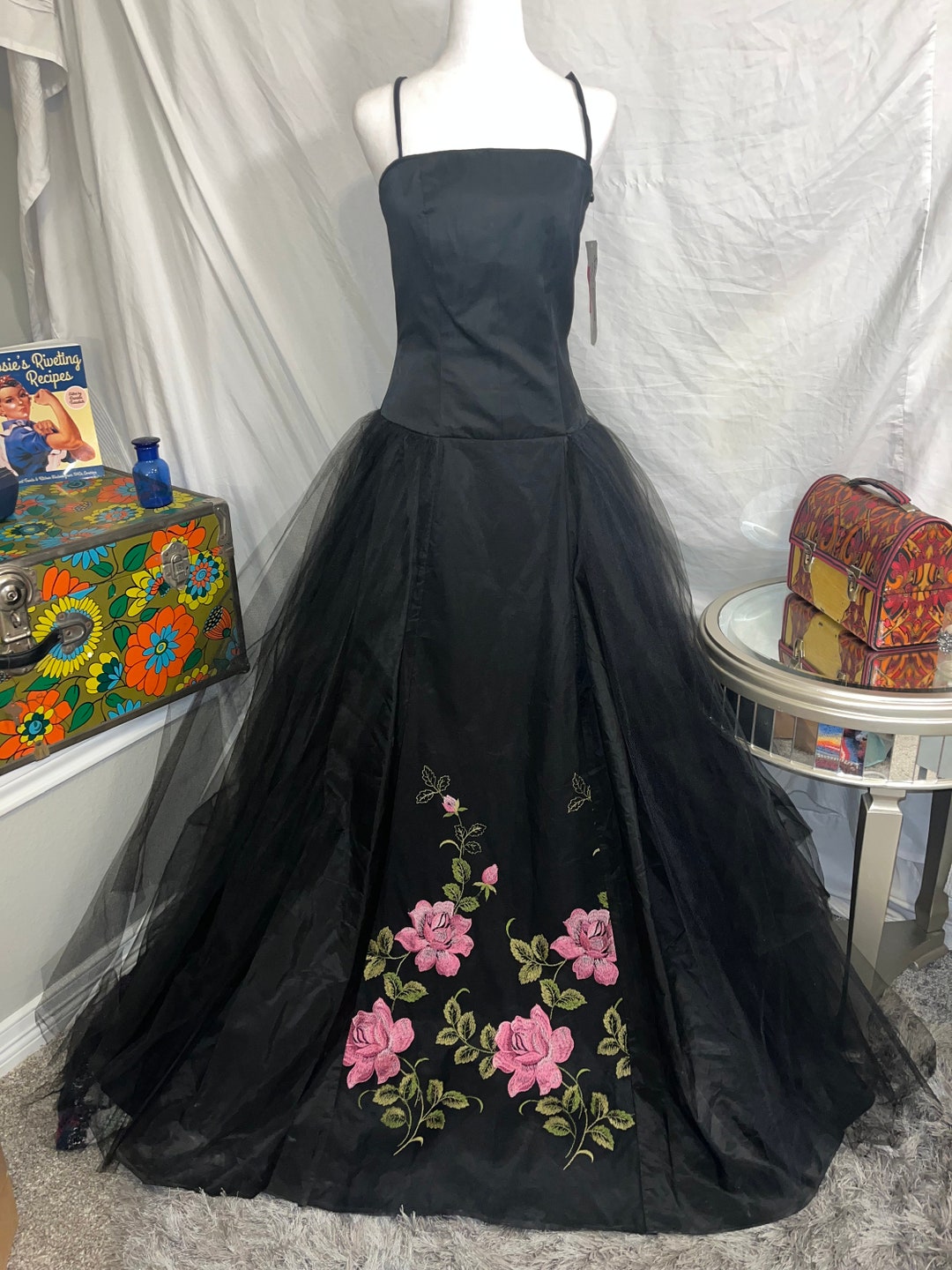 Gorgeous Vintage prob 90s Ballgown W/a Bit of Gothic Flare - Etsy