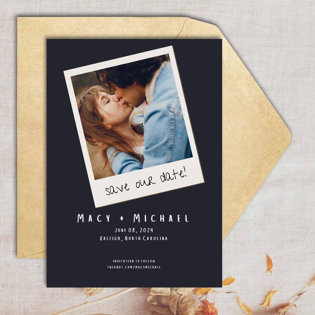 Customizable Polaroid Save the Date Digital Template - 1 Photo, 1 Side ...