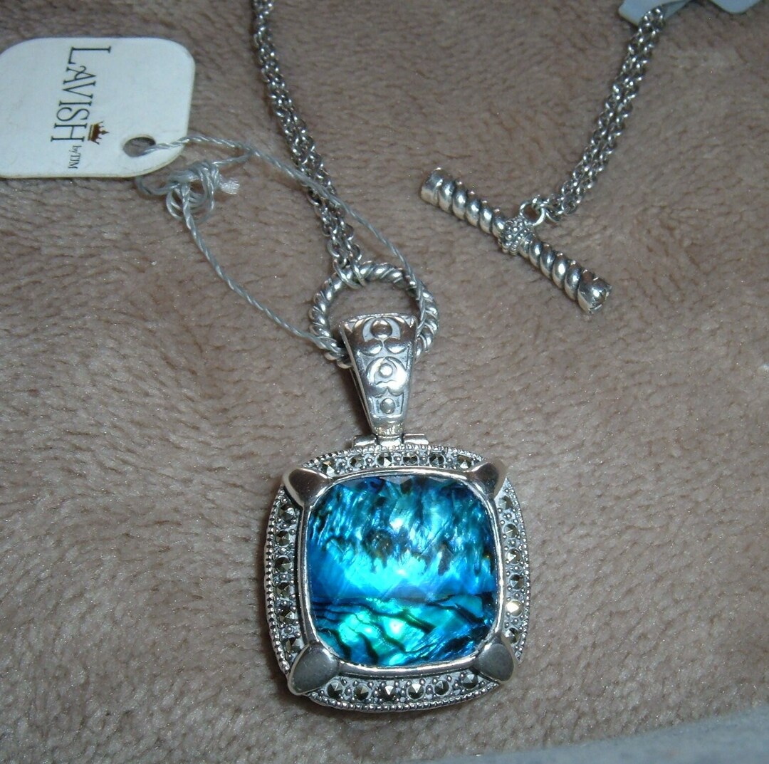 Sterling Silver Swirling Blue Abalone Doublet Pendant by Lavish Doubled ...