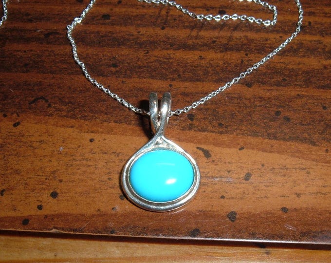 Vintage Sterling Silver Carolyn Pollack Turquoise Cabochon Robin Egg ...