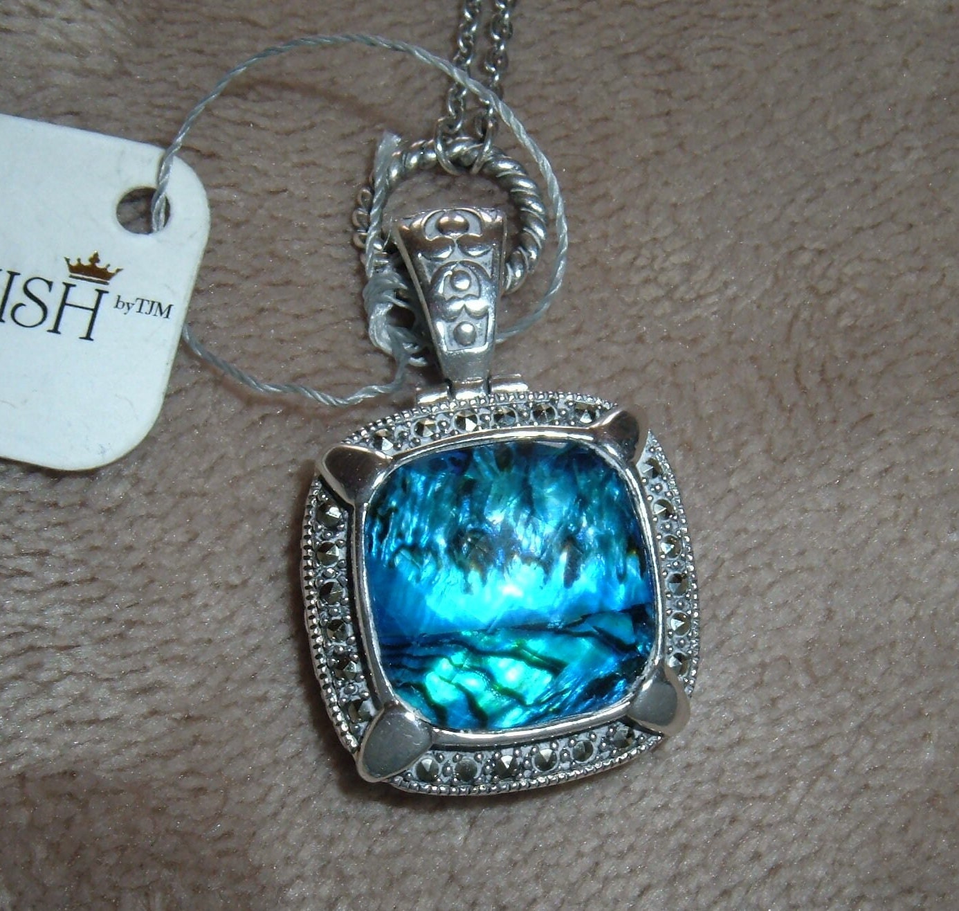 Sterling Silver Swirling Blue Abalone Doublet Pendant by Lavish Doubled ...