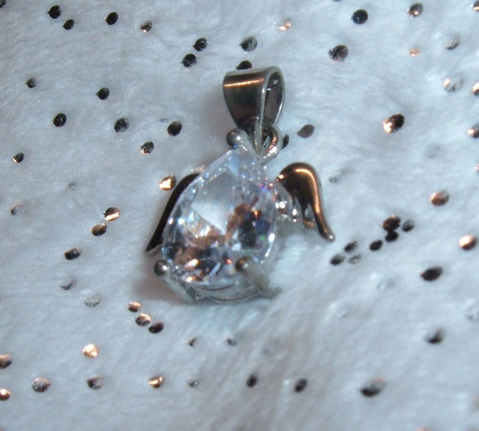 Little Angel Teardrop CZ Sterling Silver Pendant 3/4 Inch Sparkle! - Etsy